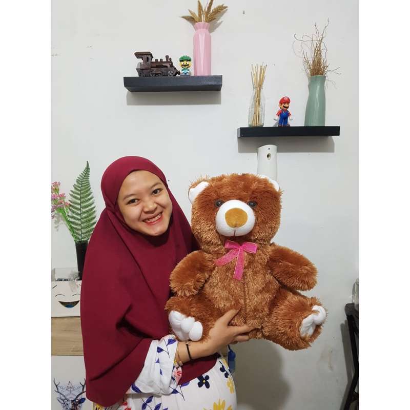 Promo Boneka Panda Duduk Beruang Teddy Bear Duduk Bulu Jari Size L 45cm ...