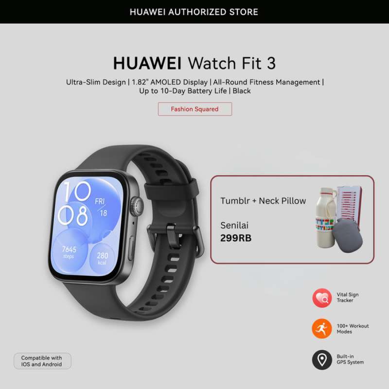 Jual Huawei Watch Fit 3 Smartwatch | Ultra-slim Bezel-free Design | 1. ...