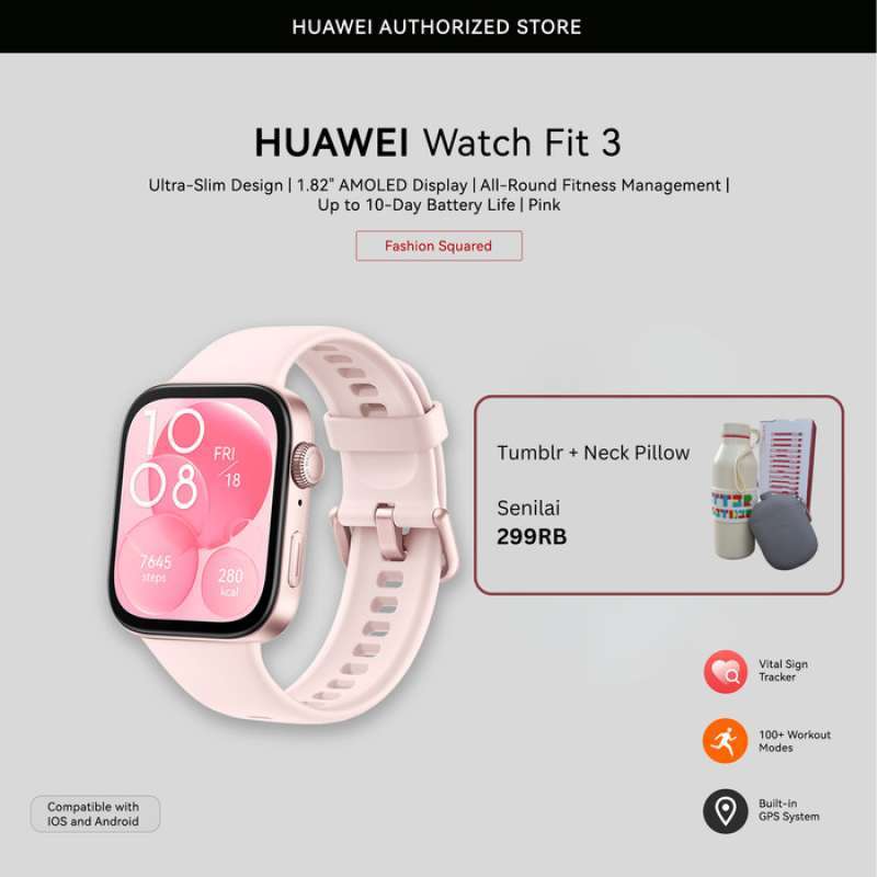 Jual Huawei Watch Fit 3 Smartwatch | Ultra-slim Bezel-free Design | 1. ...