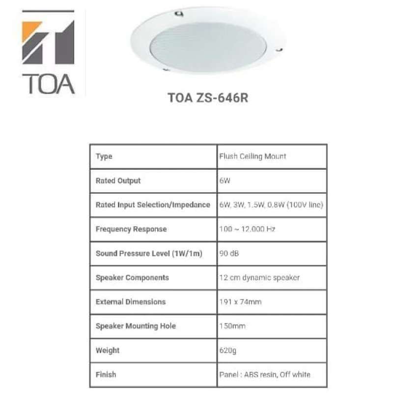 Promo Speaker Toa Speaker Plafon Ceiling Toa Zs 646r Speaker Toa ...