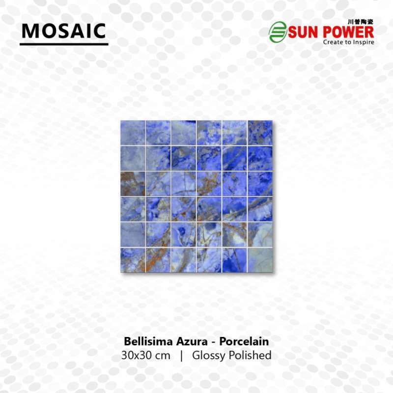 Jual Granit Mozaik Glossy Polished - Bellisima Azura 30x30 | Sun Power ...