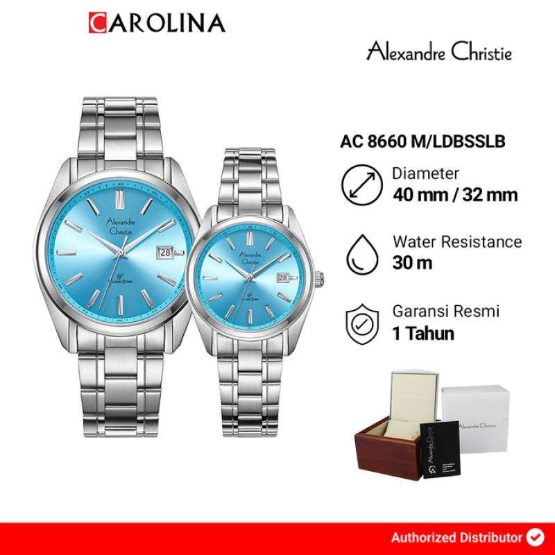 Jual Jam Tangan Couple Alexandre Christie Classic Steel Ac 8660 M/ldbsslb Blue Dial Stainless ...