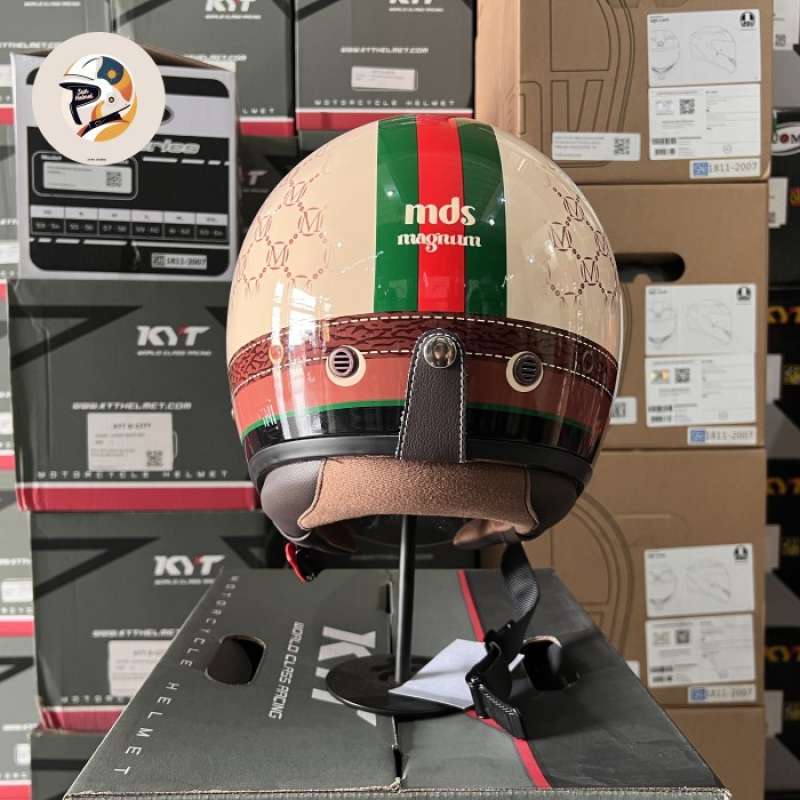 Promo Helm Half Face Jadul Klasik Retro Mds Magnum Corak Motif #1 Cream ...