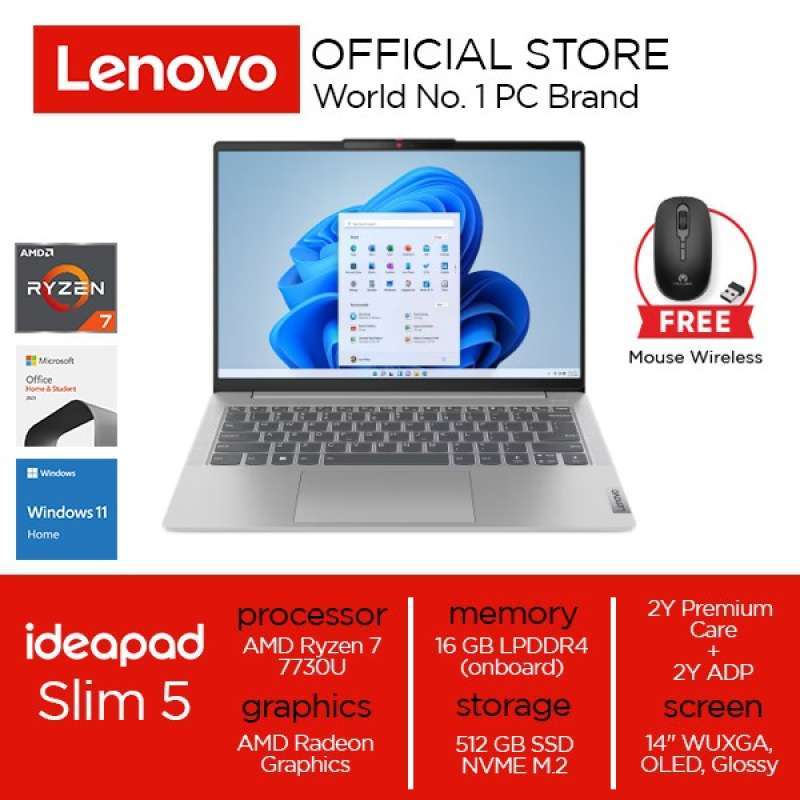 Jual Lenovo Ideapad Slim 5 14abr8 82xe009uid R7 7730u 16gb 512gb 14 0 Oled Win11 Ohs2021 Cloud