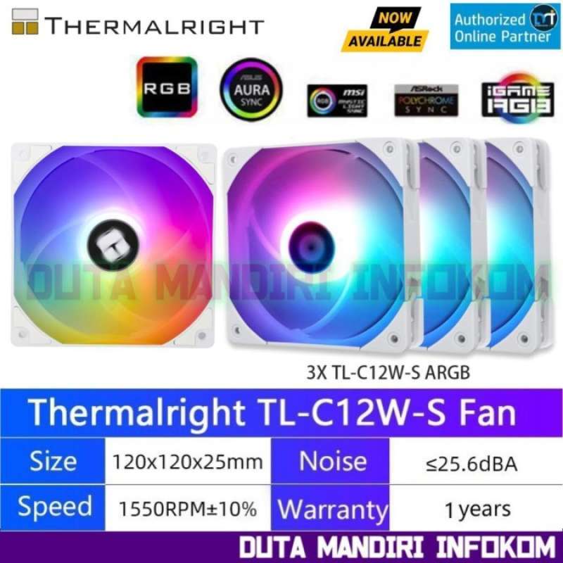 Promo Thermalright Tl-c12w-s I X3 - Argb White 120mm Pwm Cooler Fan ...