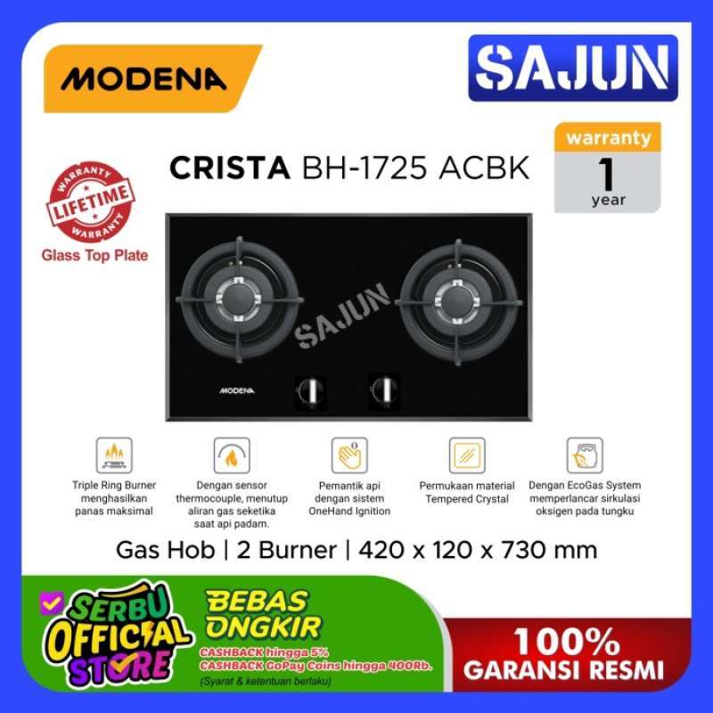 Promo Terbaik Modena Built In Gas Hob Bh 1725 Kompor Tanam 2 Tungku ...