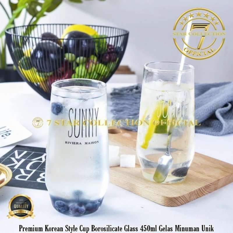 Promo Korean Style Cup Borosilicate Glass 450ml Gelas Minuman Unik - 3 Pcs Straw Diskon 42% Di ...