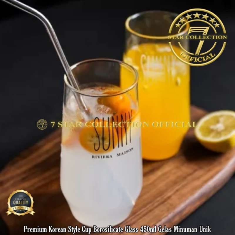 Promo Korean Style Cup Borosilicate Glass 450ml Gelas Minuman Unik - 3 Pcs Straw Diskon 42% Di ...