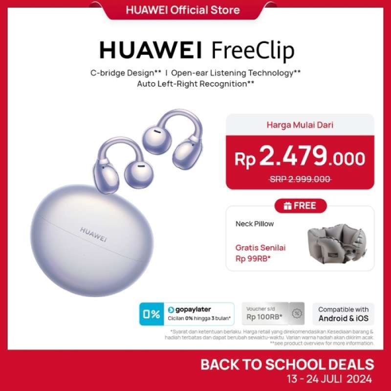 Jual Huawei Freeclip Open-ear Tws Earphone | C-bridge Design | 36h ...