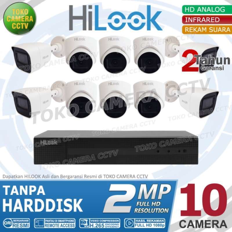 Promo Paket Cctv Hilook 2mp 16 Channel Audio 10camera No Hdd Diskon 23% Di Seller Guinevere ...
