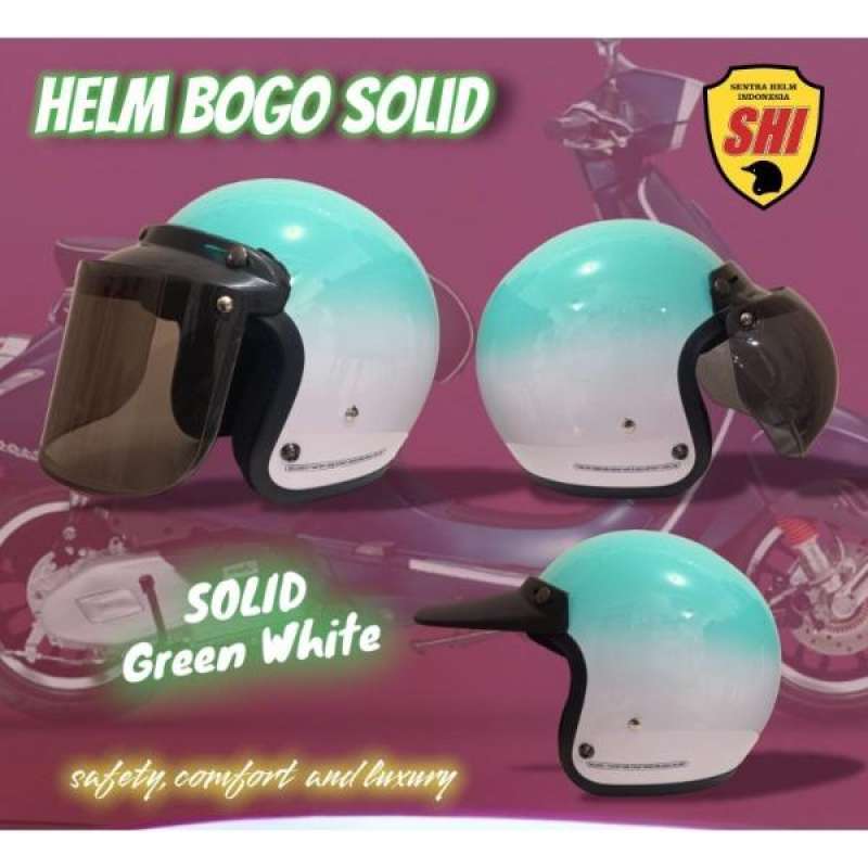 Promo Helm Bogo Polos Solid Dewasa Standar Sni Terbaru - Kaca Cembung ...