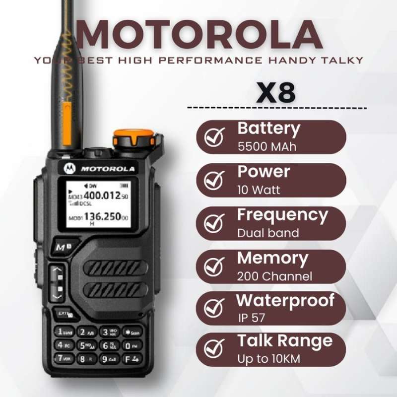 Jual Radio Ht Motorola X8 Dualband Handy Talky 10 Watt 5500 Mah Waterproof Di Seller Circlet ...