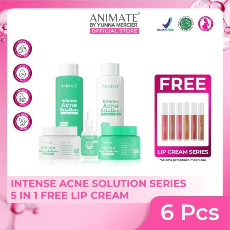 Jual [free Animate Lip Cream] Animate Intense Acne Solution Series 5in1 ...