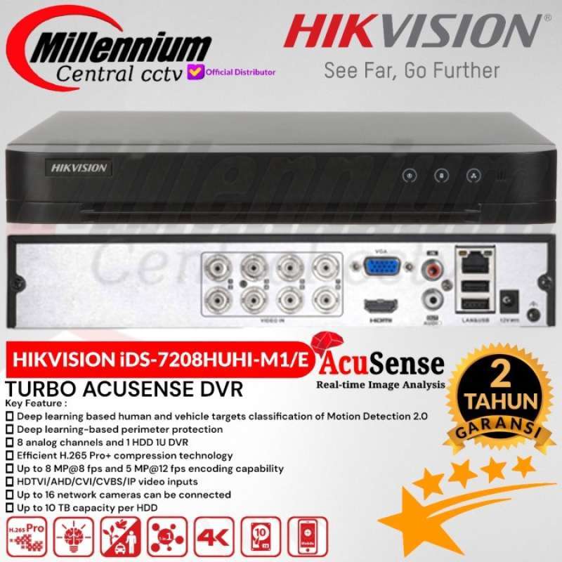 Jual Dvr Hikvision 8ch Ids-7208huhi-m1/e Turbo Acusense Dvr Support 8mp ...
