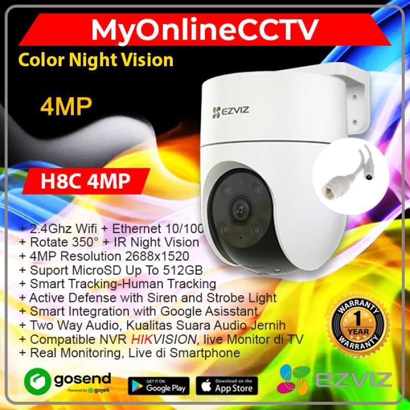 Jual Ezviz H8c 4mp Pant & Tilt Cctv Outdoor Wifi Ip Camera Color Night ...