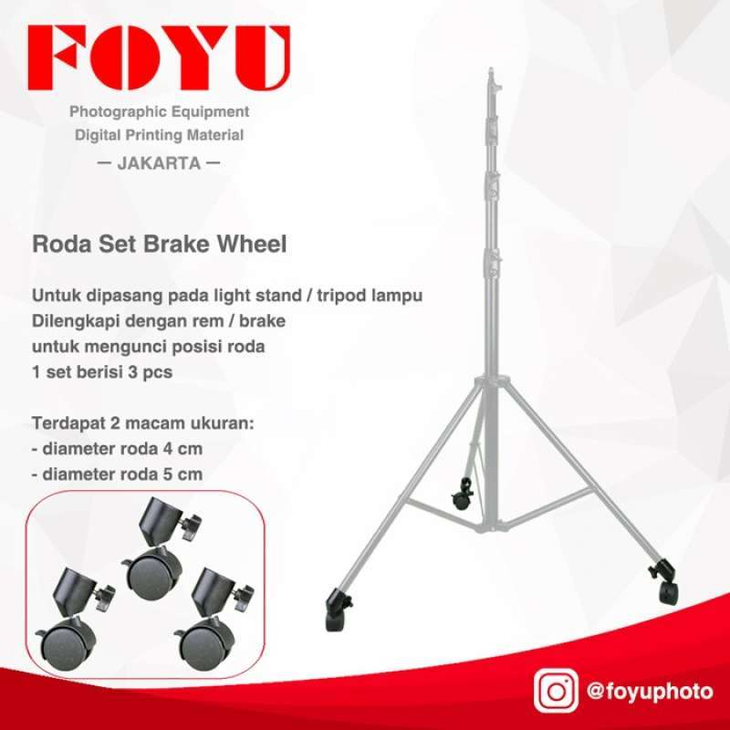 Jual Roda Set Brake Wheel Untuk Light Stand Tripod Lampu - 19 Mm Di ...