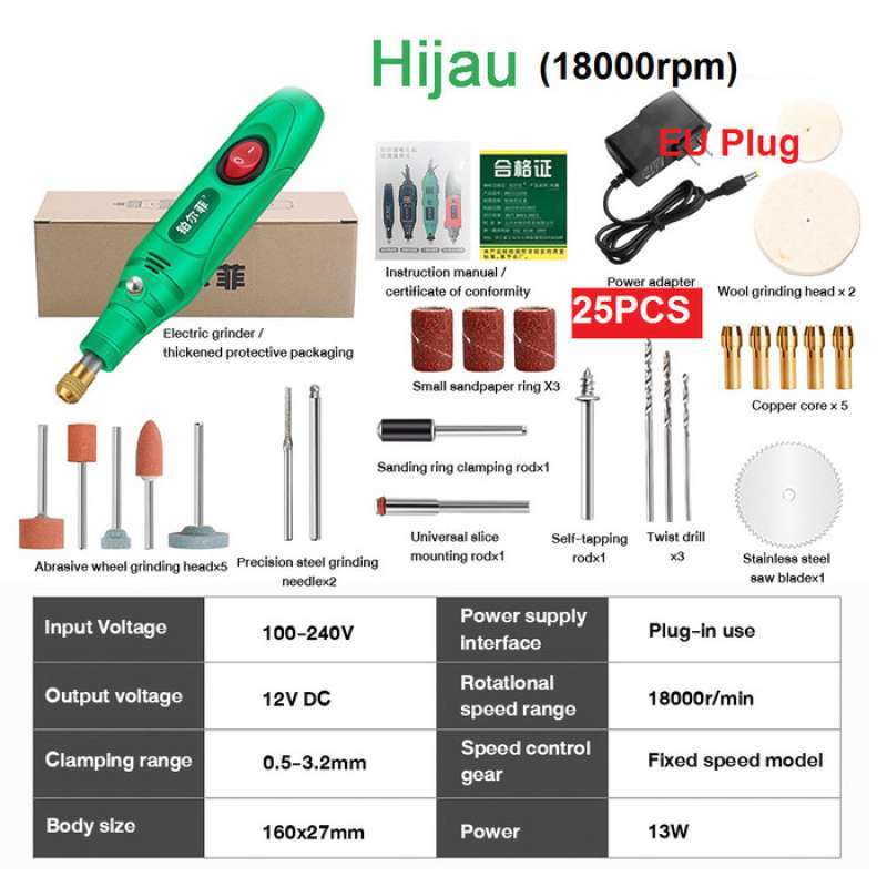 Promo Bor Mini 12v Dc Rpm Mini Drill Electric Engraver Grinder Gerinda ...
