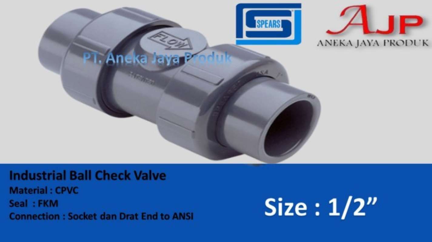 Promo Ball Check Valve - Cpvc Fkm Soc & Trd Ansi - Spears - 1/2 Inch ...