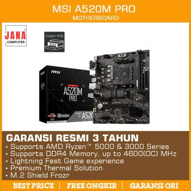 Jual Msi A520m Pro Single | Motherboard Amd A520 Ryzen Am4 M-atx Di ...