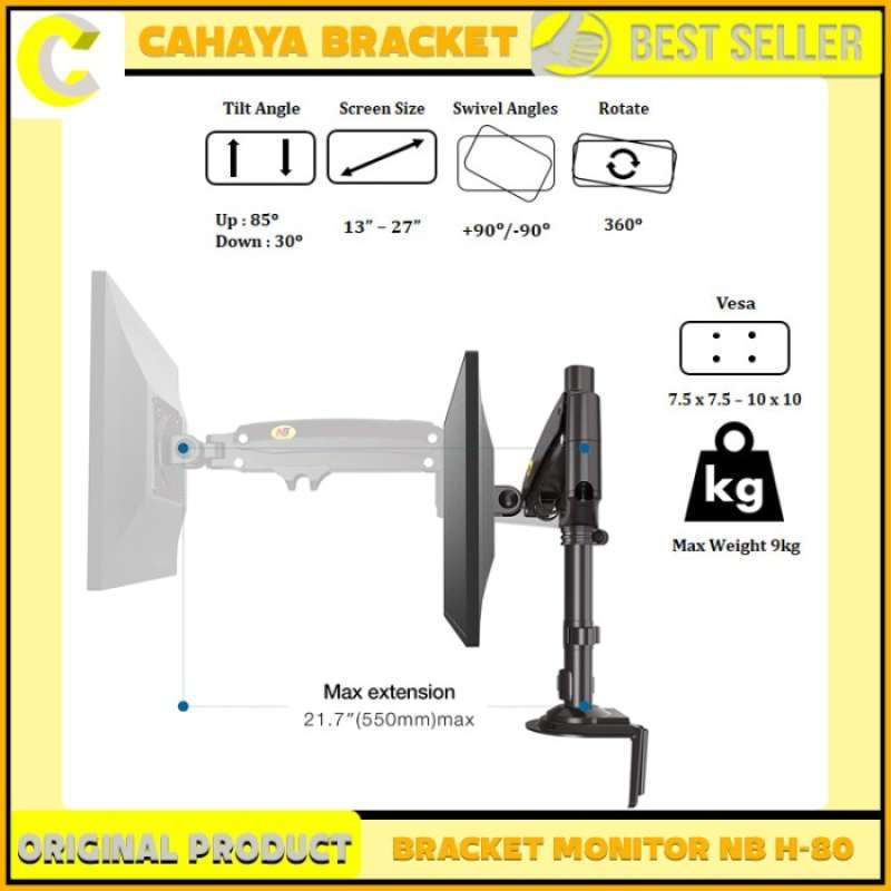 Promo Bracket Monitor Nb H80 13''-27''gas Spring Braket Monitor Pc ...