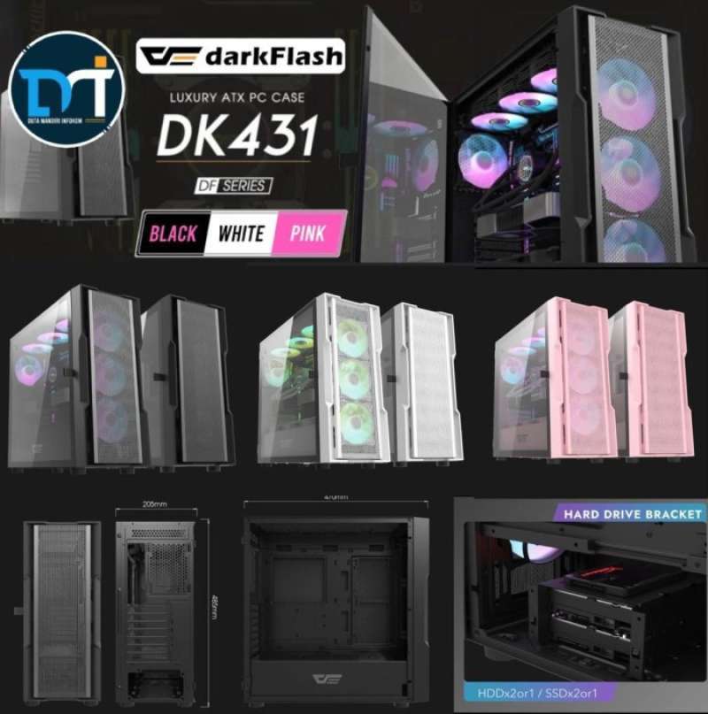 Promo Darkflash Dk431 Mesh - High Airflow Tempered Glass E-atx Gaming ...