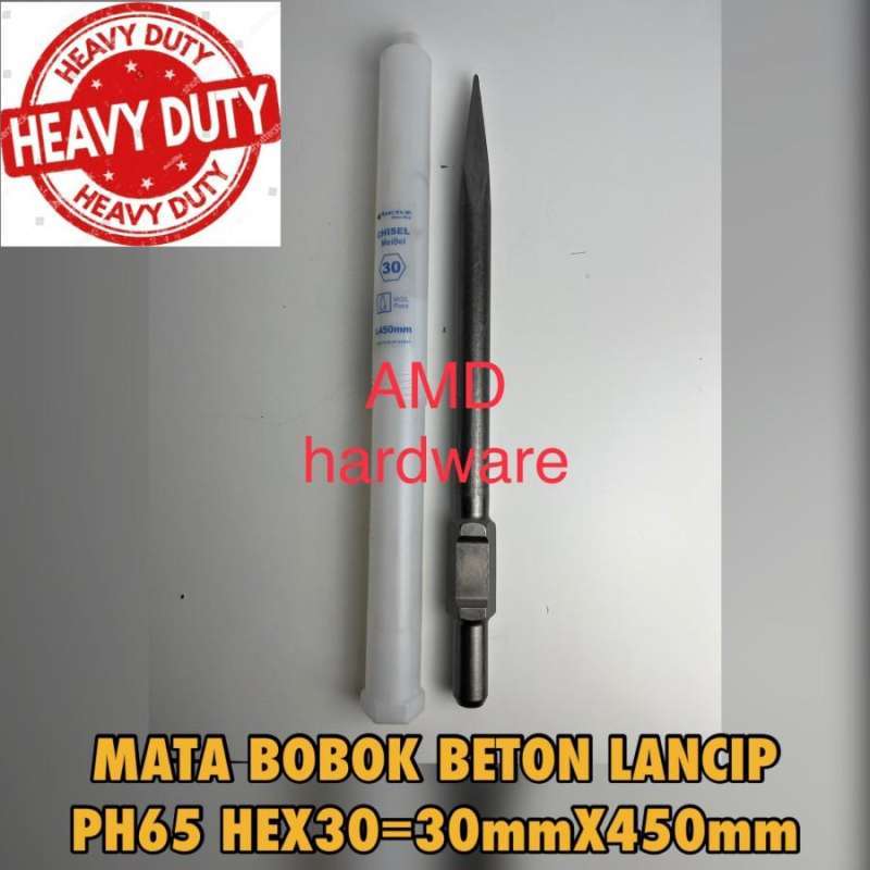 Jual Mata Bobok Beton Lancip Flat Hex30 Hexagonal Point 30 X 410 Mm Demolition Hammer Ph65 Pahat ...