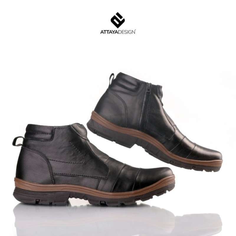 Jual Sepatu Boots Pria Kulit Asli Resleting Attaya Design Tanpa Tali ...