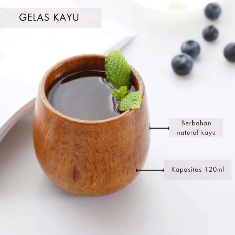 Promo Gelas Mug Kayu 120ml Wooden Natural Cup Kopi Teh Jamu Diskon 23% ...