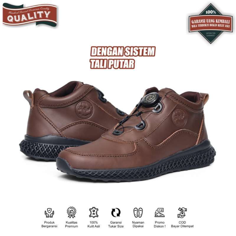 Promo Hero Tp Brown - Sepatu Kulit Tali Putar Pria Sepatu Pdh Semi Boot ...
