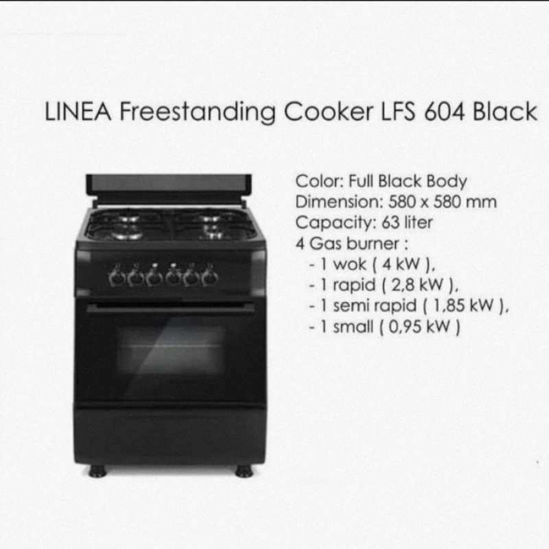 Promo Linea Kompor Freestanding Lfs 604 Black 4 Tungku Lfs604 By Teka ...