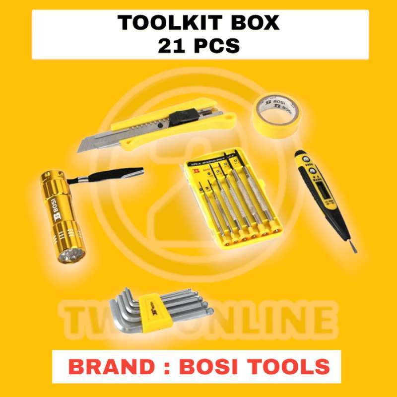Promo Toolset Toolkit Toolbox Tool Set Tool Kit Tool Box 21pcs Bosi ...