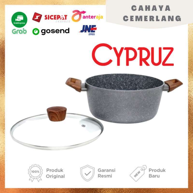 Promo Cypruz Panci Marble Tutup Kaca Stock Pot 20 Cm Pi-0175 Casserole ...