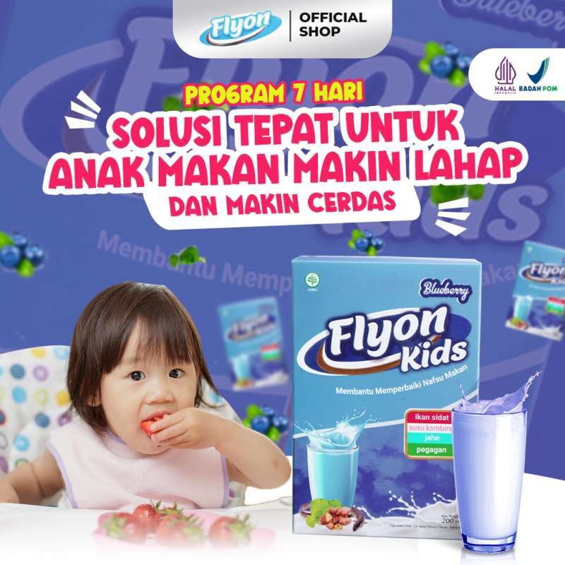 Jual Susu Bubuk Flyon Rasa Blueberry Kids Memperbaiki Nafsu Makan ...