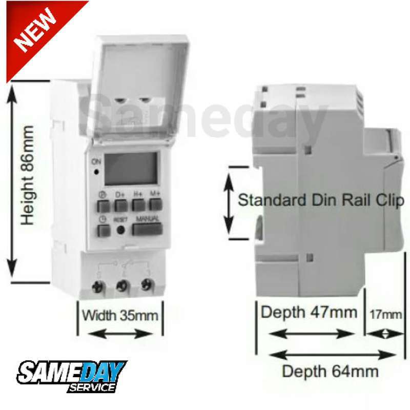 Jual Digital Timer Switch Programmable 220v On Off Mcb Box Din Rail Di ...