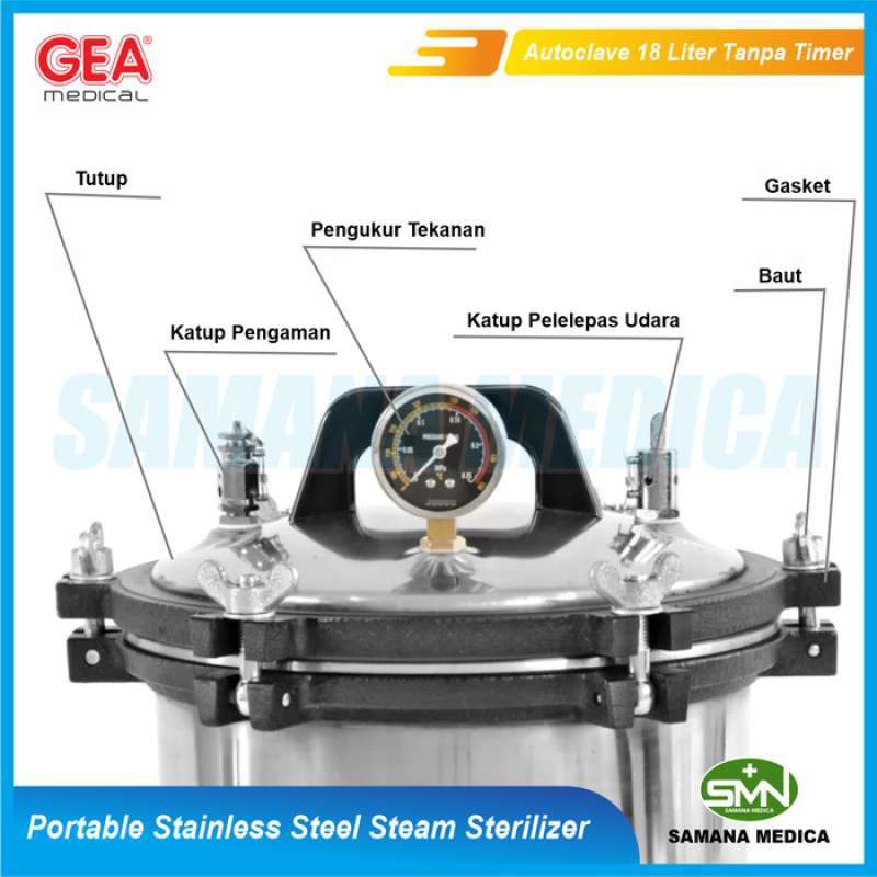Jual Autoclave Autoklaf Gea Yx 18lm Portable Stainless Tanpa Timer 18 ...