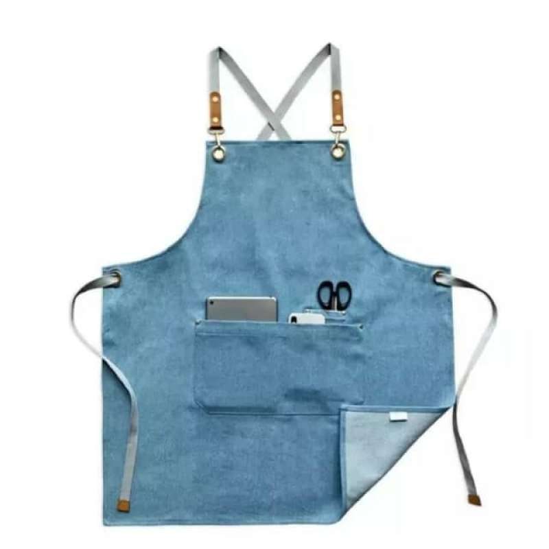 Jual Monolog Simple Apron Denim Barista Bartender Barber Work Restoran ...