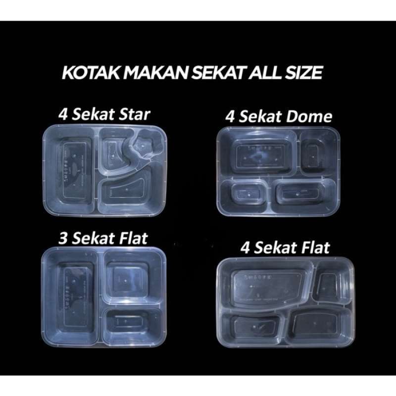 Jual Thinwall Bento Sekat 3 Sekat 4 Kotak Makan Bento - Sekat 4 Dome Di Seller Crown ...