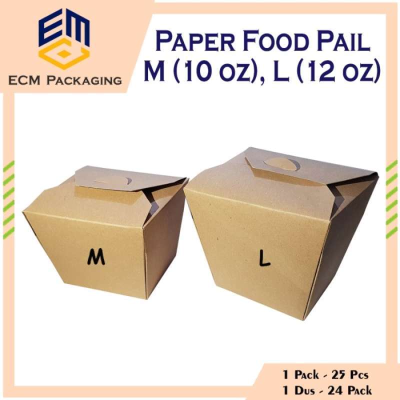 Jual Paper Food Pail Kraft M L 10oz 12oz | Paper Lunch Box Kecil 25pcs ...