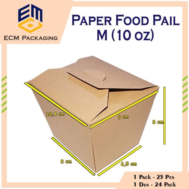 Jual Paper Food Pail Kraft M L 10oz 12oz | Paper Lunch Box Kecil 25pcs ...