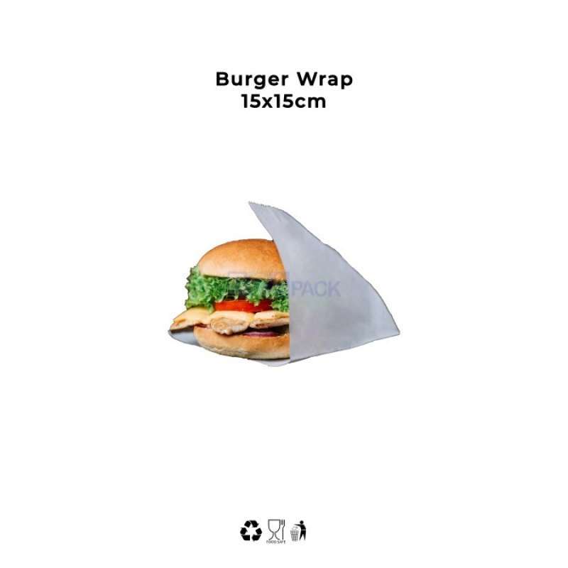 Jual Burger Wrap 15x15cm / Kertas Bungkus Burger Laminasi 15 X 15 Cm ...