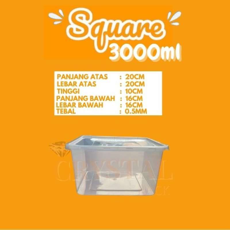 Jual Thinwall Sq 350ml 1000ml 1500ml 2000ml 3000ml 25pcs Kotak Makan ...