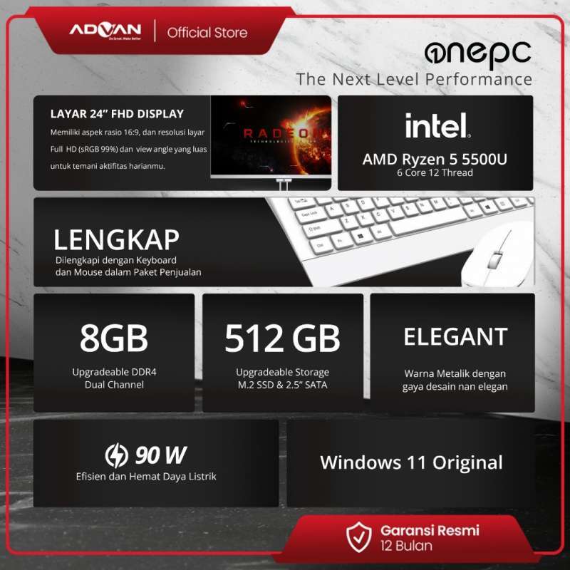 Jual Advan Onepc Amd Ryzen 5 5500u 8gb 512gb Radeon Win 11 All In One ...