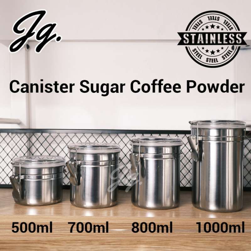 Jual Toples Canister Stainless Steel Kedap Udara 500 Ml 700ml 800ml 1 Liter - 1 Liter Di Seller ...