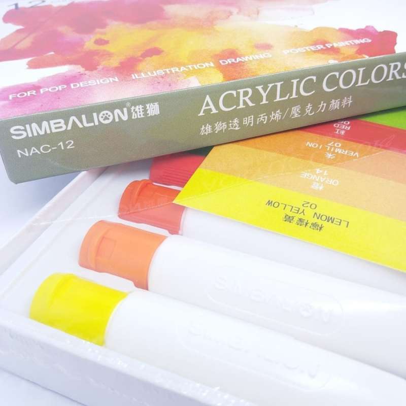 Promo Simbalion Cat Akrilik Set 12 Warna ( Nac-12) + Free Palet Cat Air ...