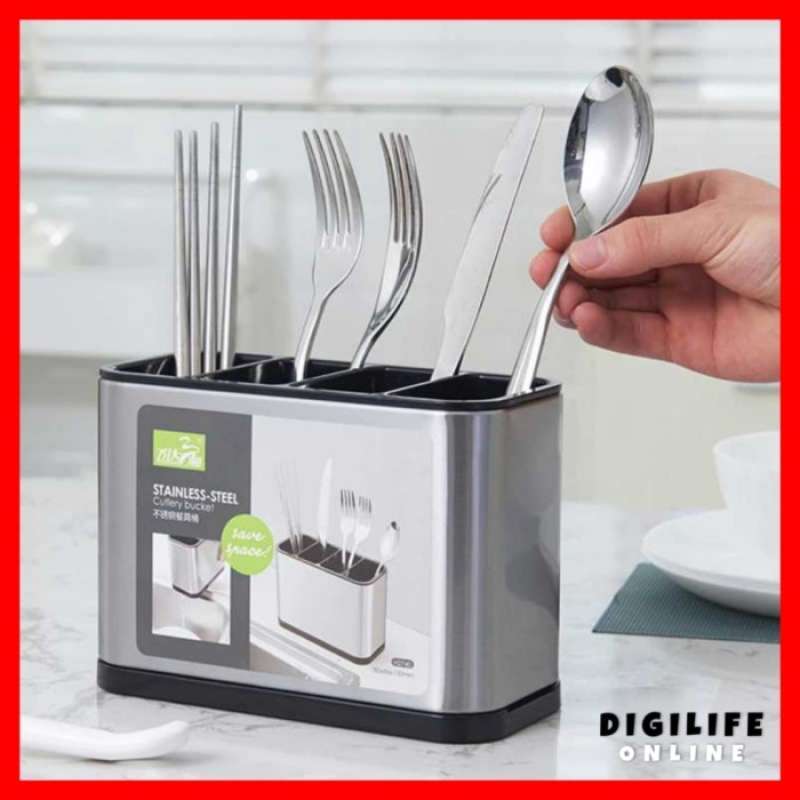 Jual Rak Alat Makan Tempat Kotak Sendok Garpu Wadah Stainless Box Di ...
