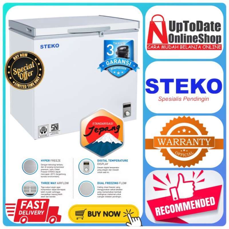 Promo Chest Freezer Box 200l Steko Bf-210 Bf210 Super Lowwatt Led ...