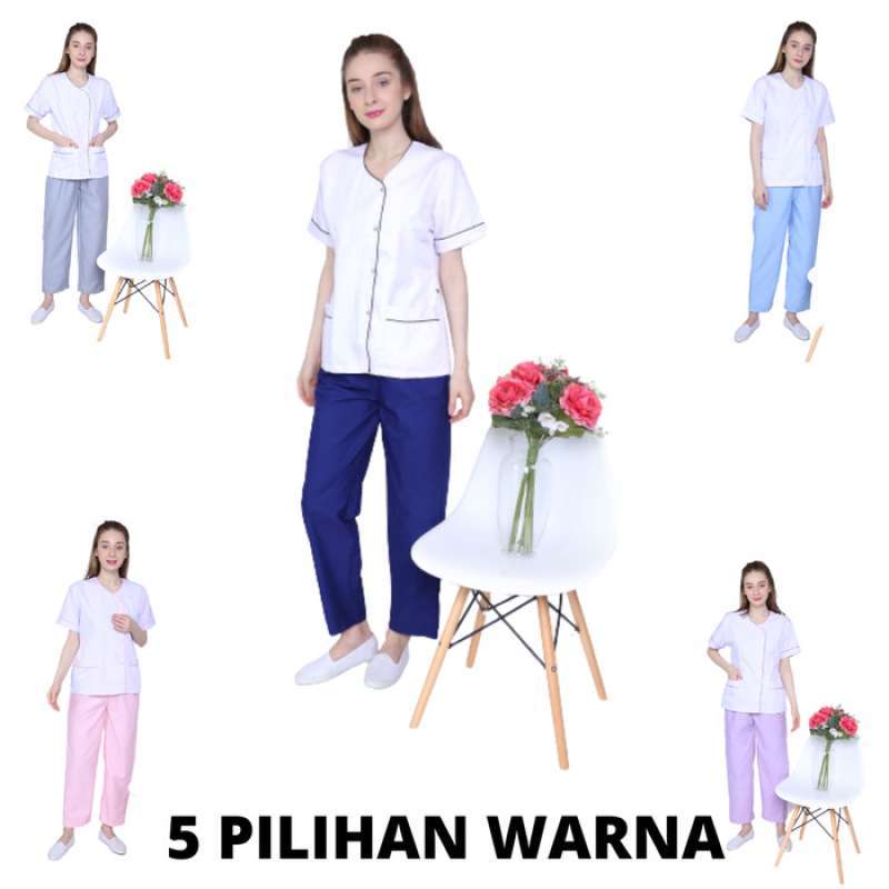 Jual Baju Seragam Suster 5 Pilihan Warna Lengan Pendek (klinik) Di ...