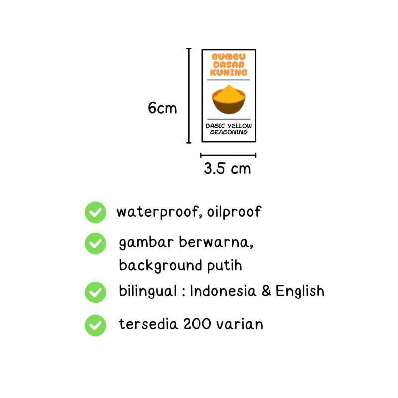 Jual Kim Shop Label Stiker Bumbu Dapur Aneka Bumbu Dasar Pecel Soto ...
