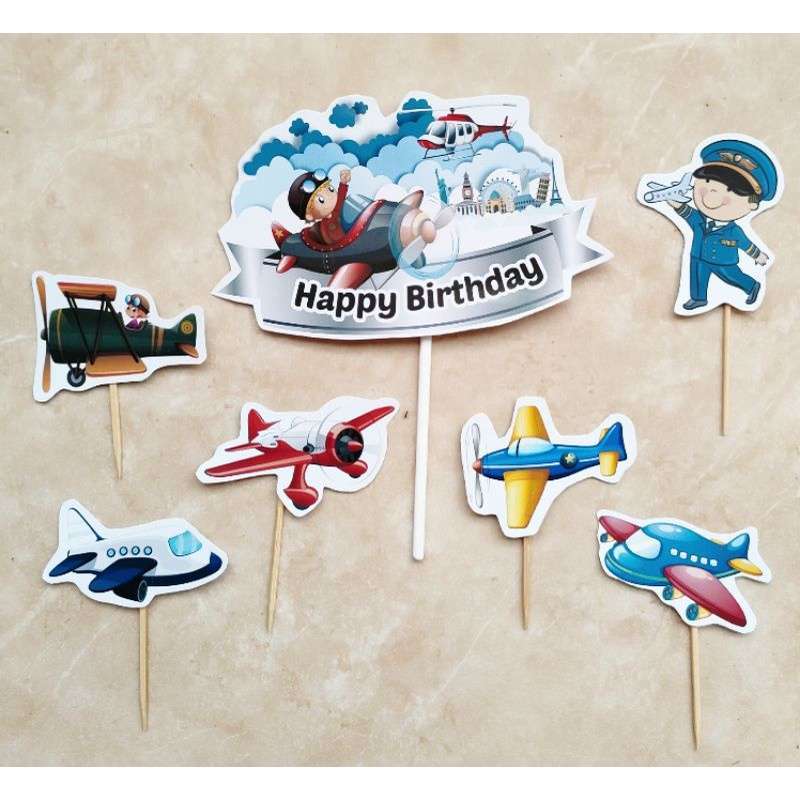 Promo Hiasan Kue Ulang Tahun Cake Topper Satu Set Edisi Tema Pilot ...