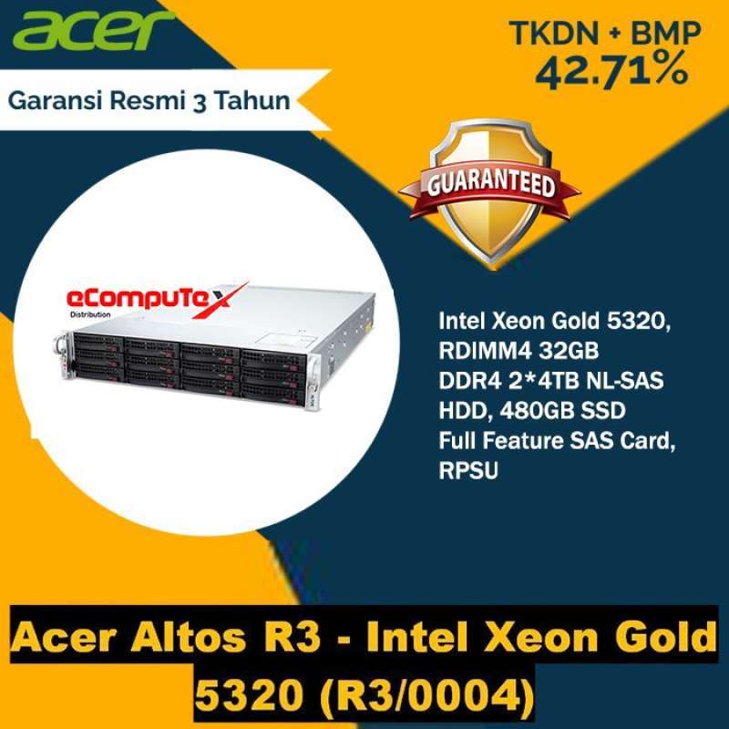 Jual Acer Server Rack Altos R3 (r3/0004) 5320 Intel Xeon Gold 4x32gb ...